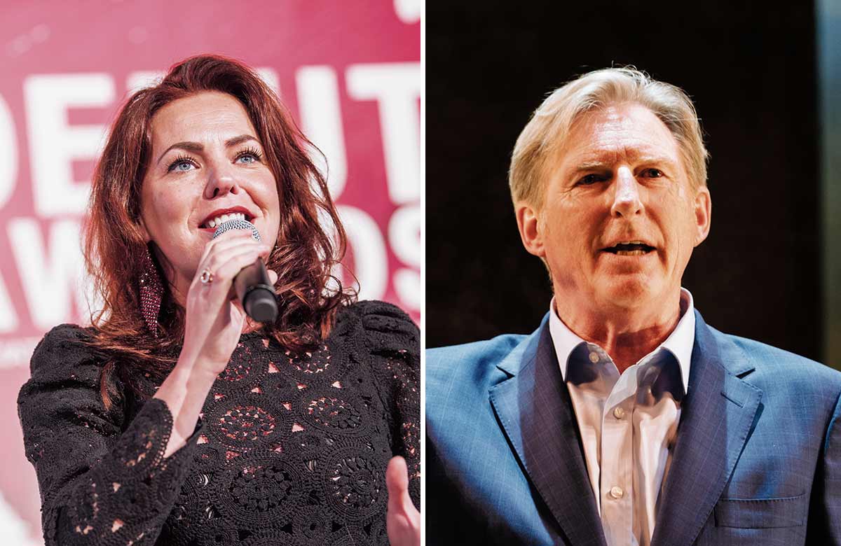 Rachel Tucker and Adrian Dunbar join protest against Northern Ireland cuts